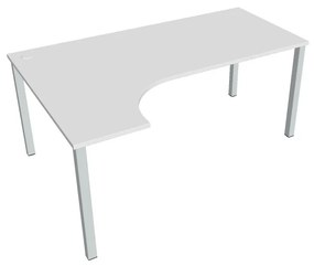 Stůl ergo oblouk pravý 180×120/80 cm - Hobis Uni UE 1800 P Dekor stolové desky: bílá, Barva nohou: Stříbrná