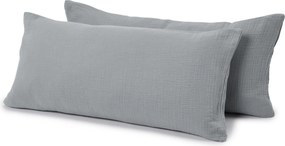Tchibo - Mušelínové povlaky na polštář, 2 ks, šedá, cca 80 x 40 cm