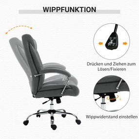Ergonomická výškově nastavitelná kancelářská židle Vinsetto s funkcí houpání v šedé barvě pro kancelář a domácí kancelář | Aosom.de
