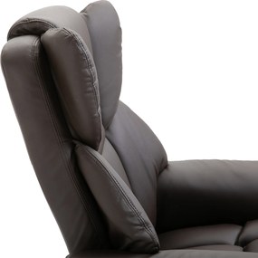 HOMCOM polohovatelné masážní křeslo s podnožkou a funkcí polohování, imitace kůže, hnědá 79x82x101 cm, pohodlné pro relaxaci a wellness