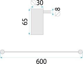 Rea Solo, nástěnný koupelnový věšák 60cm, 64101, zlatá matná, REA-84200