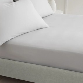 Šedé napínací prostěradlo z bavlněného perkálu 185x200 cm Cotton Percale – Bianca