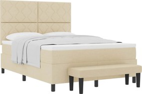 Postel s boxspringem s čelo Krémová 160 x 200 cm textil 3344161