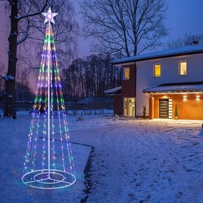 Venkovní vánoční světelný kužel, 2m vysoký, 480 LED diod, bílá konstrukce, různé barvy na výběr Barva: Studená bílá