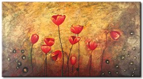 Obraz Tulipány (1 díl) - abstraktní motiv květin na pozadí s vzorem