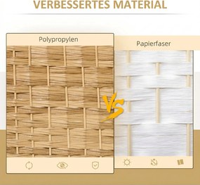 HOMCOM skládací dělící stěna se 6 panely 270x180 cm Záclona pro zajištění soukromí do kanceláře nebo ložnice v přírodním dřevě