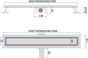 Rea Neox Pro, odtokový žlab 60 cm s rotačním sifonem, zlatá matná, REA-G2743