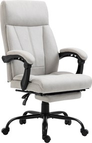 Kancelářská židle Vinsetto s masážní funkcí, ergonomická manažerská židle s výškově nastavitelnou opěrkou nohou, světle šedá pro kancelář a domácí ka…
