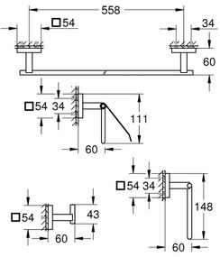 GROHE 411152430 - Sada doplňků START CUBE 558 mm černá