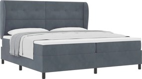 Postel s boxspringem s čelo Tmavě šedá 200 x 200 cm samet 3340947