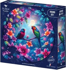 BLUEBIRD Kulaté puzzle Ptáčci na větvi / 501 dílků / průměr cca 45 cm