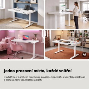 Elektrický psací stůl sit-stand se zásuvkou a bezdrátovou nabíječkou Qi bílý, 1200 mm: ELLIS