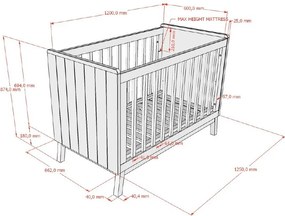 Béžová postýlka z borovicového dřeva s nastavitelnou výškou 60x120 cm Sezane – Vipack