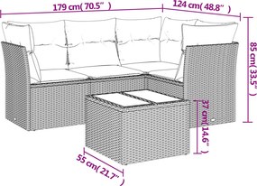 5dílná zahradní sedací souprava s poduškami černá polyratan 3217586