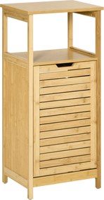 Samostatná skříňka do koupelny kleankin z bambusu s košem na prádlo - úsporná skříňka do koupelny - rozměry 40Š x 30H x 86,5V cm