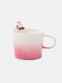 Sinsay - Vánoční keramický hrnek s figurkou Santy - pastelová růžová