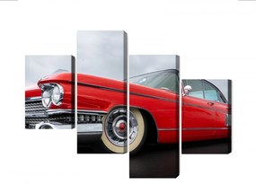 Vícedílný obraz Červené Auto Z 50. Let Nedostatek Nedostatek Přírodní plátno 240x150