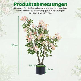 Costway Umělý strom Impatiens 90 cm umělá rostlina v květináči s 210 hedvábnými
