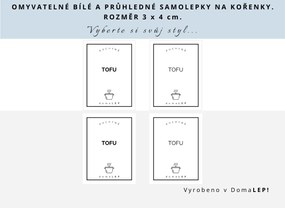 TOFU - Samolepka na kořenky 3 x 4 cm - DomaLEP varianta: BÍLÁ - základní písmo