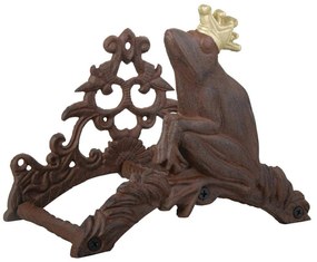 Litinový nástěnný držák na zahradní hadici Frog, 25,5x20 cm, hnědá