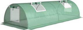 Outsunny Mini tunelový skleník Fóliový skleník s oknem ze síťoviny Fólie PE odolná proti UV záření zelená 200x80x45cm ideální pro zahradní rostliny |…