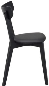 Černá jasanová jídelní židle ROWICO AMI s koženkovým sedákem