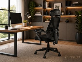 Ergonomická kancelářská židle VIGELTI - černá síťovina