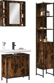 vidaXL 3dílný set koupelnových skříněk kompozitní dřevo [3214743] Barva: kouřový dub
