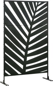 Outsunny Rozdělovač místností 3-panelový 122 x 198 cm Zahradní paraván s vzorem banánového listu Samostatná přepážka s podstavcem 3-panelový paraván z