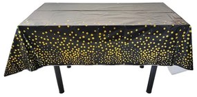 Jednorázový plastový ubrus s motivem 137 x 183 cm Barva: černá se zlatými puntíky