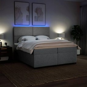 Box spring postel s matrací světle šedá 200 x 200 cm textil 3292888