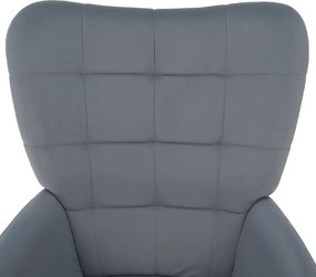 Relaxační křeslo ušák s podnožkou LUMEN - šedá Velvet látka