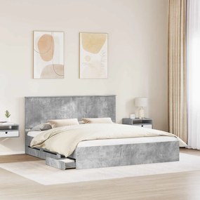 Rám postele s čelo Betonově šedá 180 x 200 cm Inženýrské dřevo 3411092