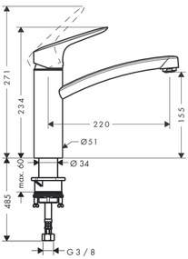 Hansgrohe Logis - Dřezová baterie stojánková, chrom 71832000