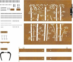Zahradní brána 100 x 100 cm corten ocel bambusový design 153239
