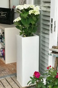 Květináč BLOCK, pozink, výška 80 cm, bílý, vč. zavlaž. systému