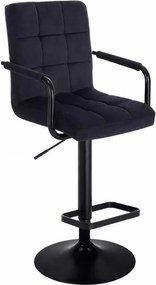 LuxuryForm DESIGN Barová židle VERONA BLACK VELUR na černé kulaté podstavě - černá