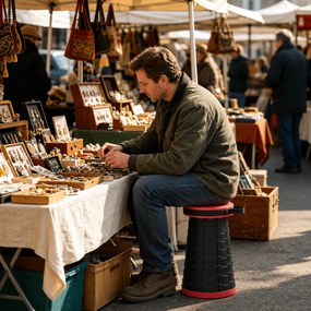 Zaparkorun Přenosný outdoorový taburet - červený