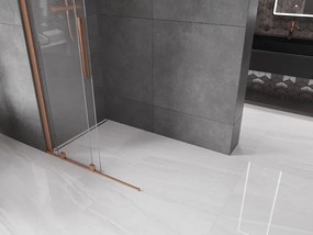 Mexen Velar, posuvné dveře do otvoru typ Walk-In 90 cm, 8mm čiré sklo, měděná matná, 871-090-000-03-65