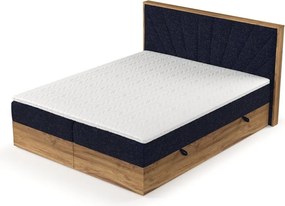 Boxspring postel s úložným prostorem v tmavě modro-přírodní barvě 200x200 cm Asahi – Maison de Rêve