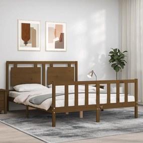 Rám postele s čelem medově hnědý 160 x 200 cm masivní dřevo,  3192179 HangarStore.cz
