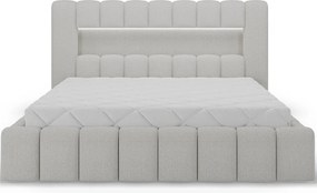 Krémová čalouněná dvoulůžková postel s úložným prostorem s roštem 180x200 cm Lamica – ELTAP