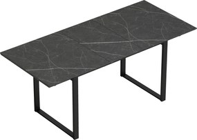 HOMCOM Rozkládací jídelní stůl 140-180 cm pro 6-8 osob, obdélníkový v industriálním designu s ocelovou konstrukcí, černá