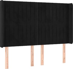 Čelo postele s LED černé 147 x 16 x 118/128 cm samet 3124336