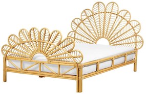 Ratanová paví postel 140 x 200 cm světlé dřevo FLORENTINE Beliani