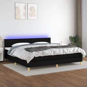 Box spring postel s matrací a LED černá 200x200 cm textil 3133903