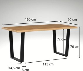 Vikio Jídelní set pro 6 osob 180x90 cm dub noha U šedá židle s područkami VJS168-6S