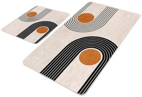 Béžové sametové koupelnové předložky v sadě 2 ks 60x100 cm Dot Arch – Mila Home