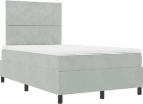 Postel s boxspringem s čelo Světle šedá 120 x 190 cm samet 3339884