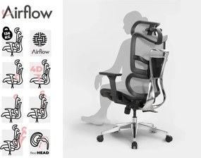 Ergonomická síťovaná kancelářská židle MOSH Airflow 690 – černo-bílá